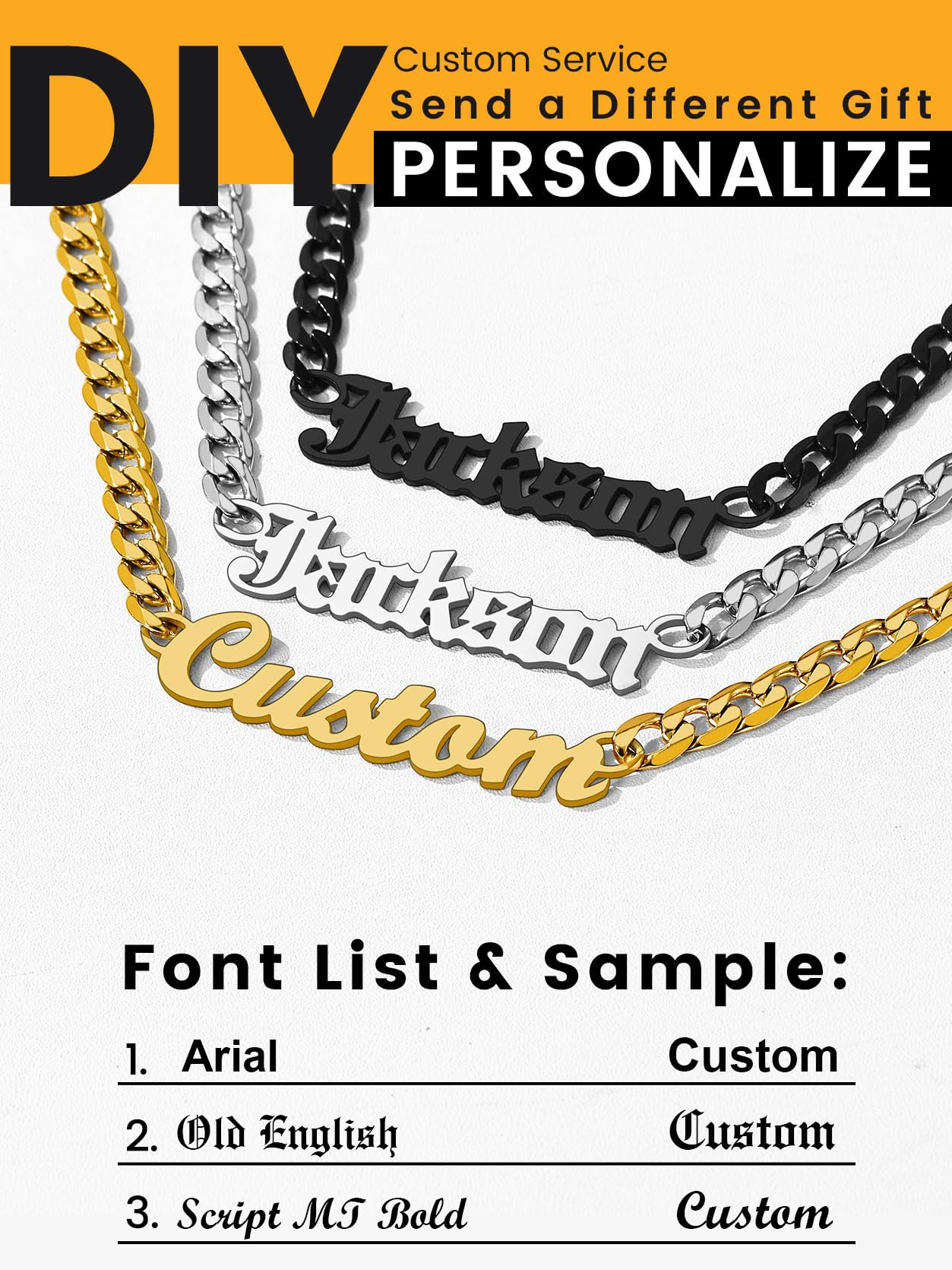 Custom Name Necklace for Men, Gold Nameplated Personalized Initial Name Choker Necklace with Curb Chain Personalized Jewelry Gift for Women
