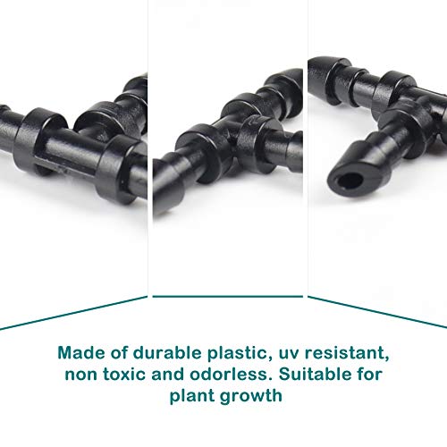 Daisypower 125Pcs 1/4" Barbed Tees Fittings,Barbed Connector Drip Irrigation for 4mm/7mm Water Tube Watering Sprinkler System