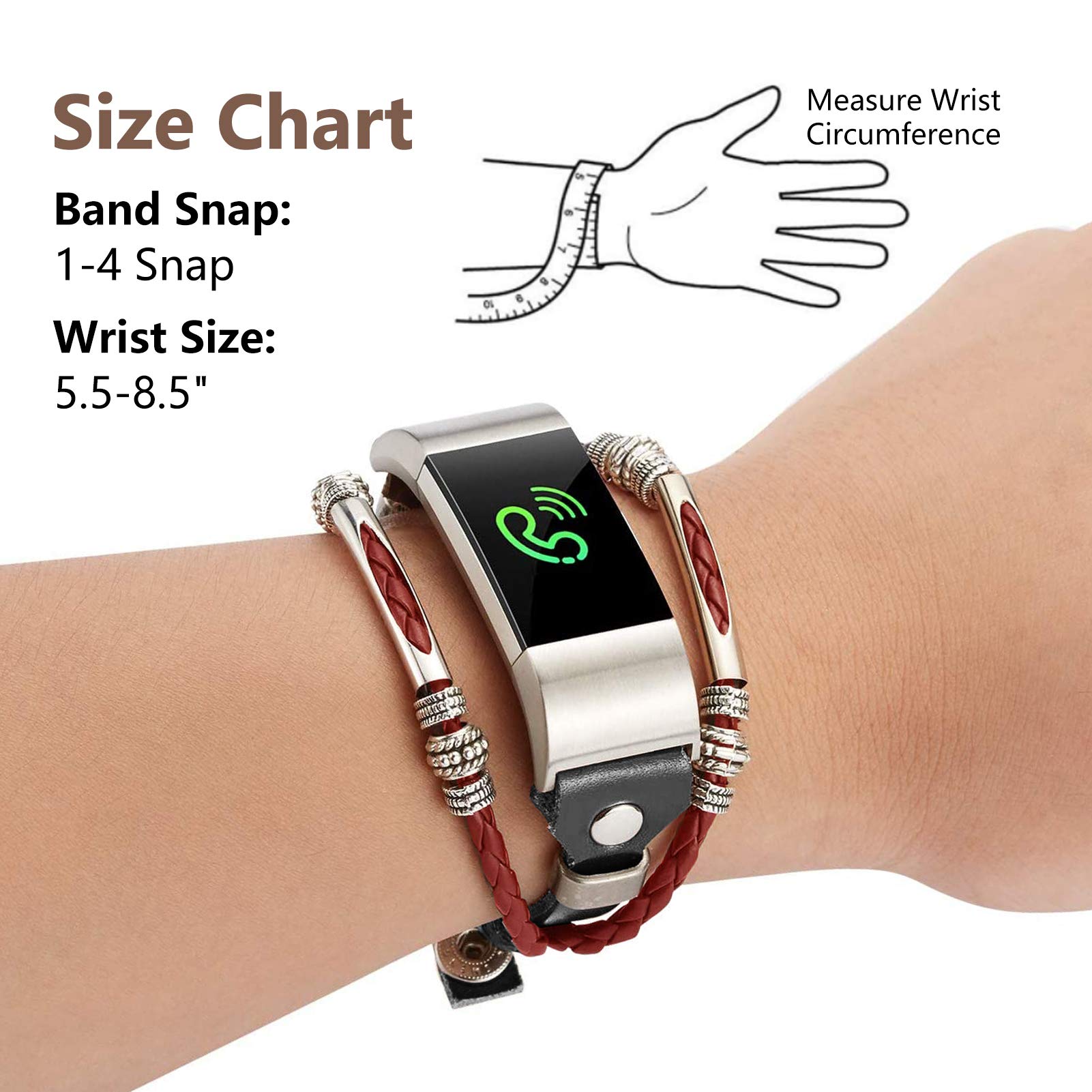 Compatible with Fitbit Charge 4/ Charge 3/SE Bands for Women, Marval.P Handmade Leather Band, Replacement Bracelet Strap, Wristbands with Adjustable Size, Fashion Wrist Band Straps Lover