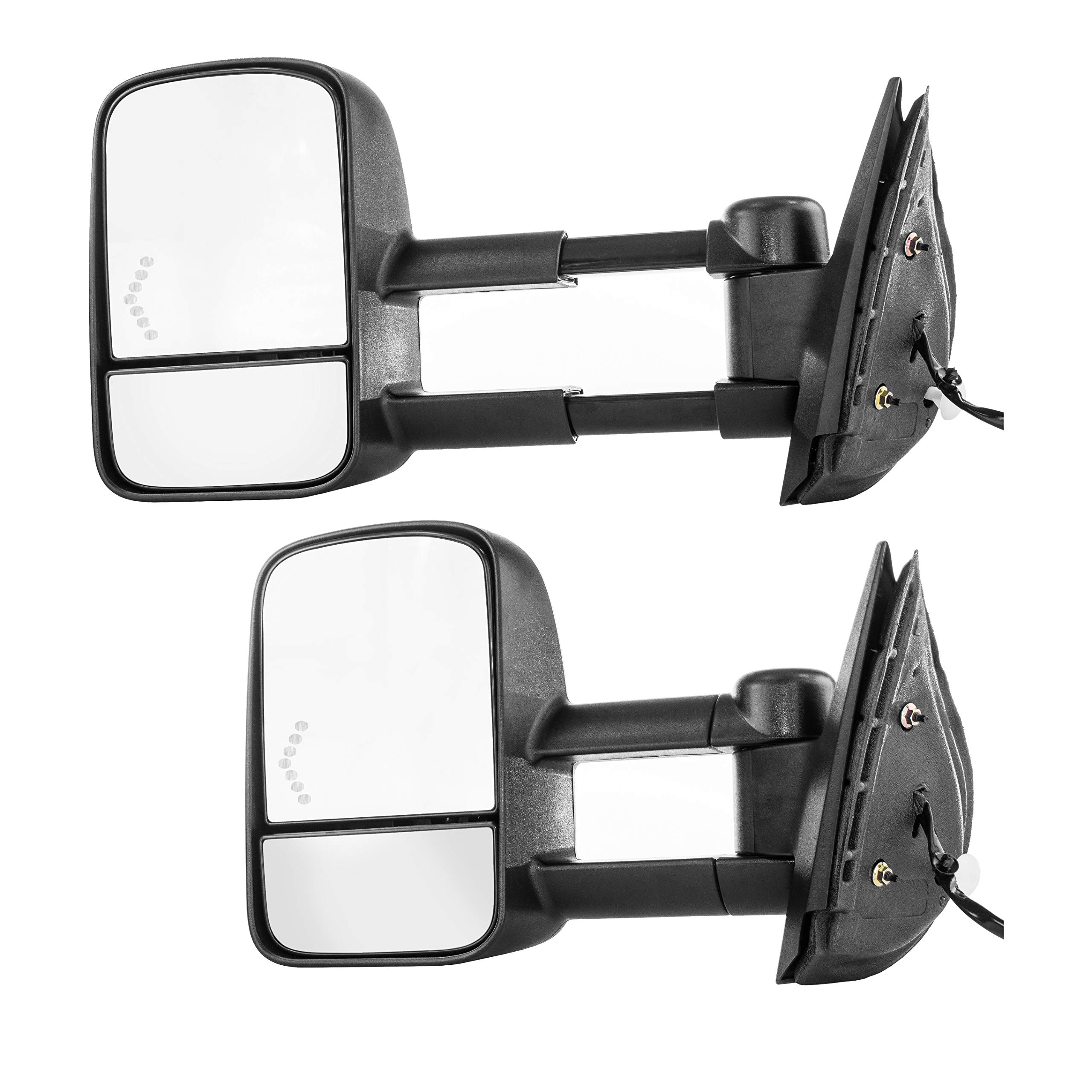 Dependable Direct Left Driver Side Towing Mirror for 2007-2013 Chevy Silverado 1500 Textured Telescopic Folding Heated Left Door Mirror with Signal Light - GM1320354