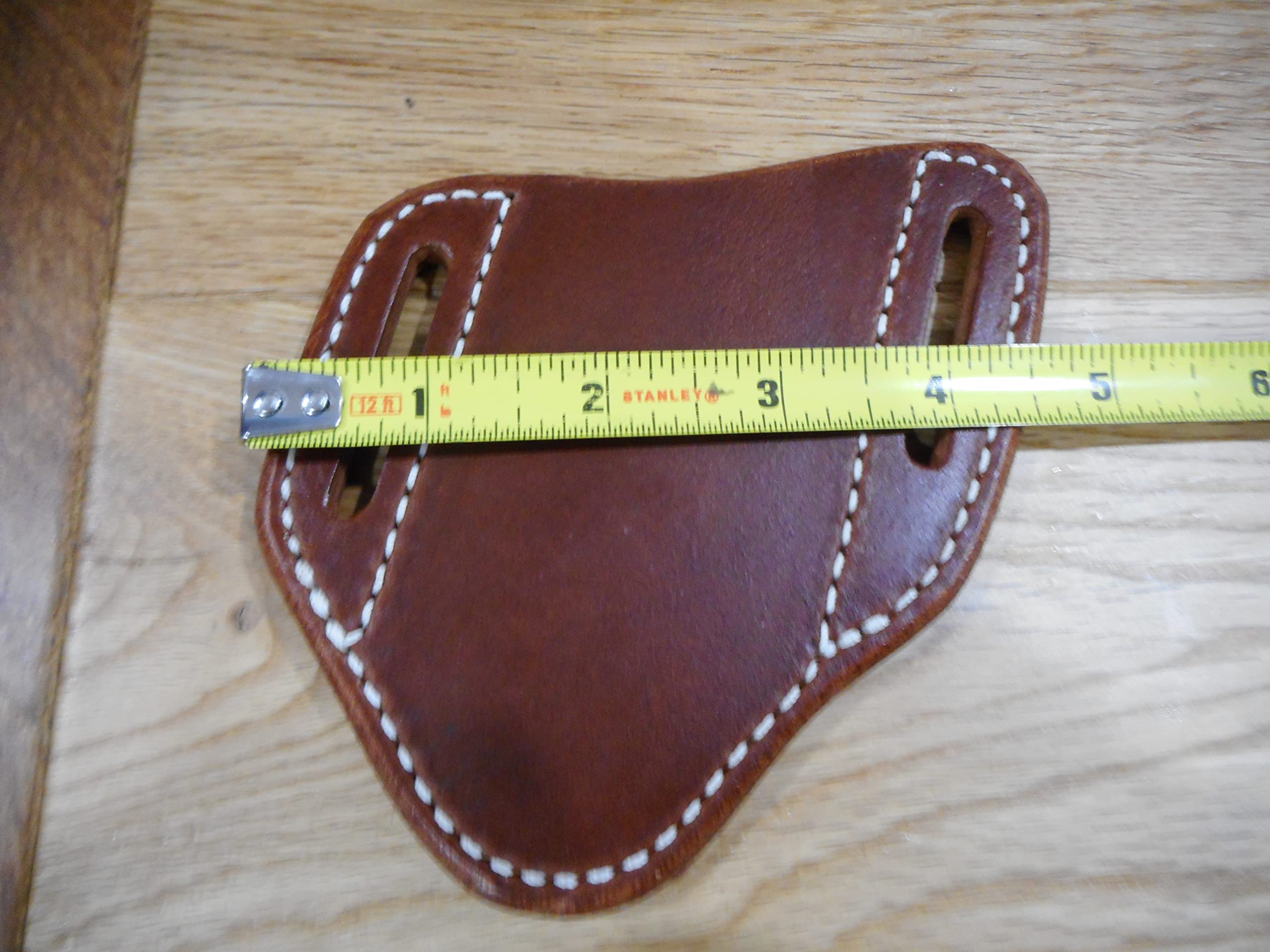 Pancake custom Leather knife Sheath fits a Buck 110/112 right draw. Buffalo leather. Golden Brown