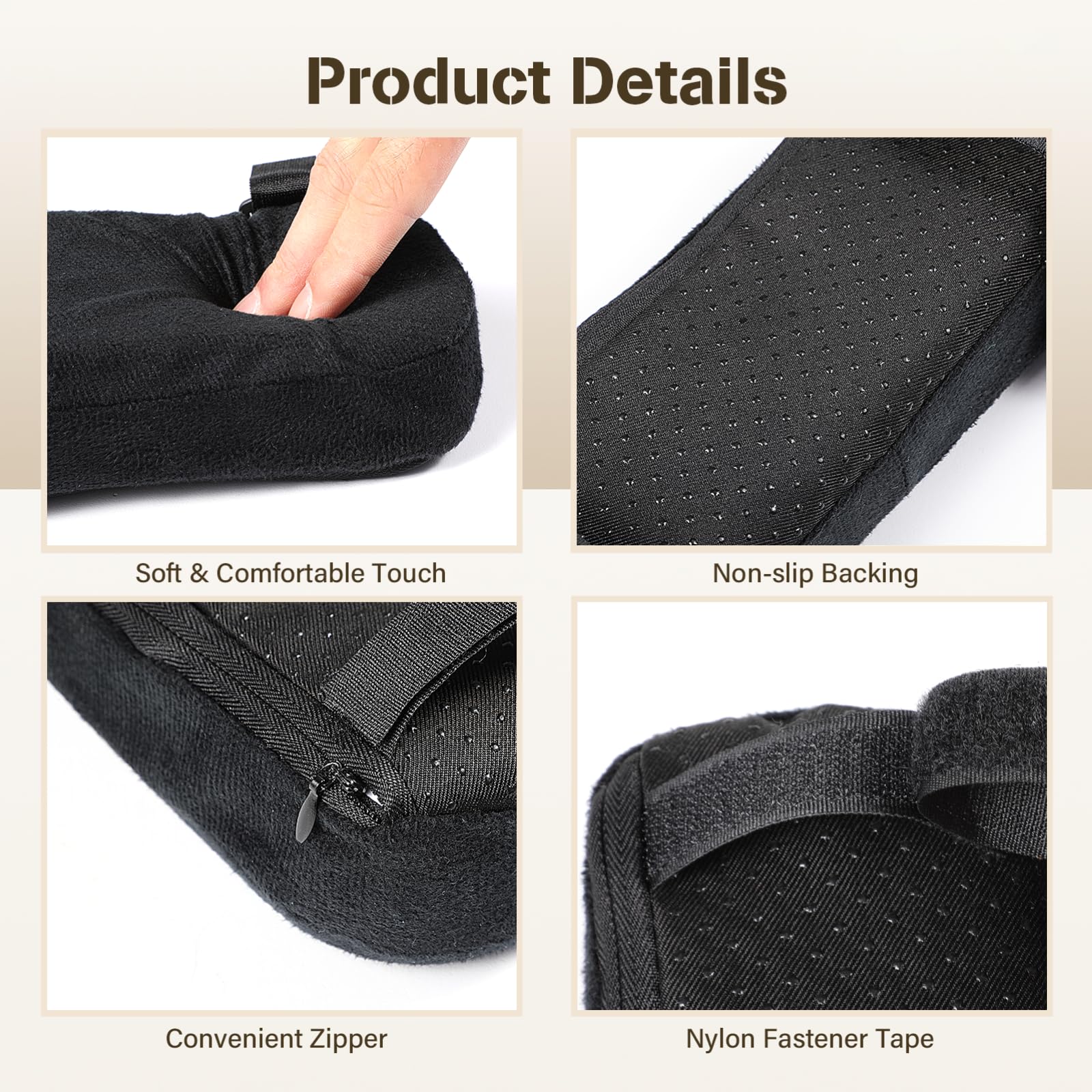 Epicover Memory Foam Chair Armrest Pads, 1 Pair Office Chair Arm Pads, Gaming Chair Arm Rest Pillows, Desk Chair Elbow Support Cushions for Offices, Study Rooms, Game Rooms