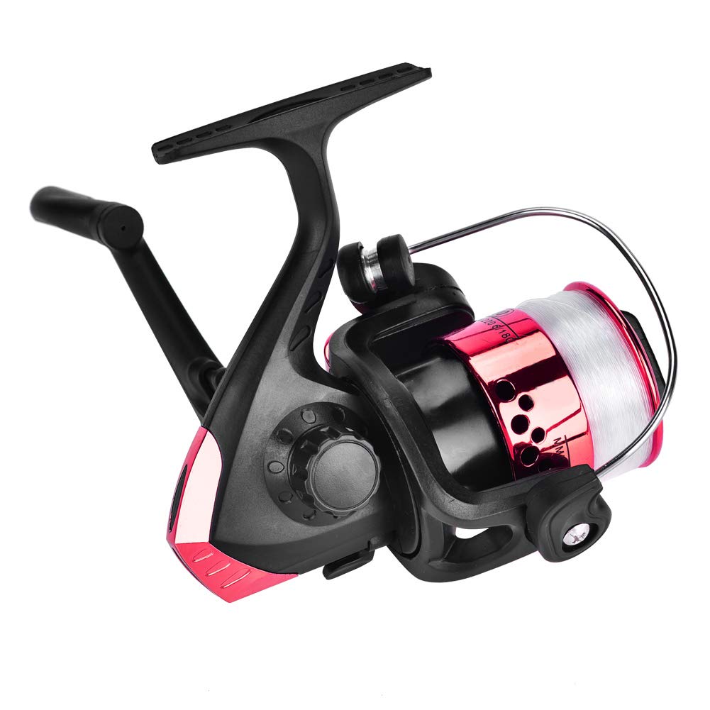 Fishing Reel, 3 Colors Freshwater Fishing Line Wheel Plastic Electroplating 200 Lightweight Spinning Fishing Reel Tackle Accessory with Wire (Red)