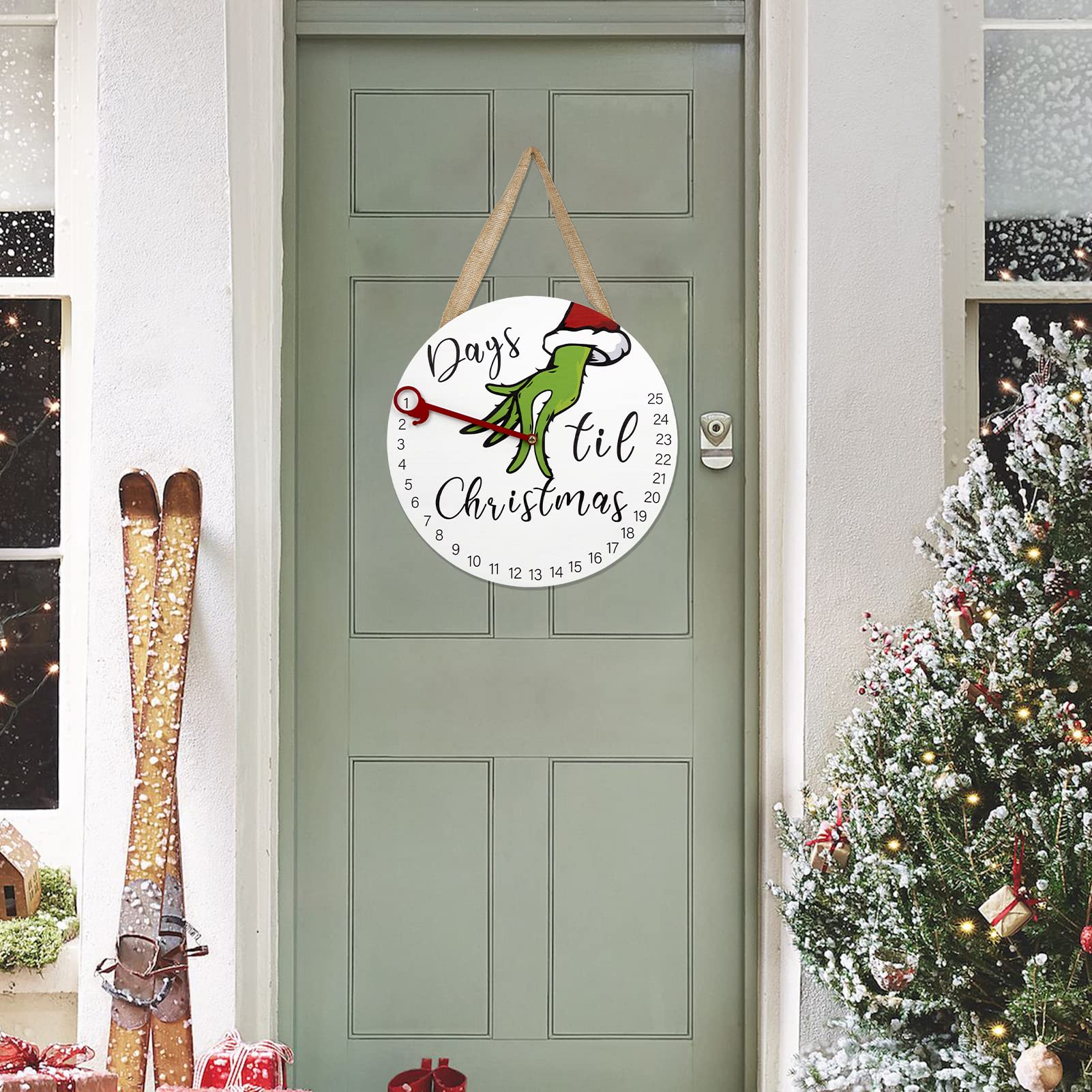 DAZONGE Christmas Decorations Welcome Sign | 2023 Christmas Countdown Advent Calendar for All Ages | 12'' Wooden Christmas Wreath with Easel for Door Wall Mantel Decor | Christmas Decor