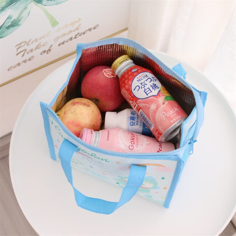 Eiodlulu Cartoon Bag Box Cute Anime Reusable Cooler Large Capacity Insulated Waterproof Tote For Picnic Work Outdoor Camping (Purple)