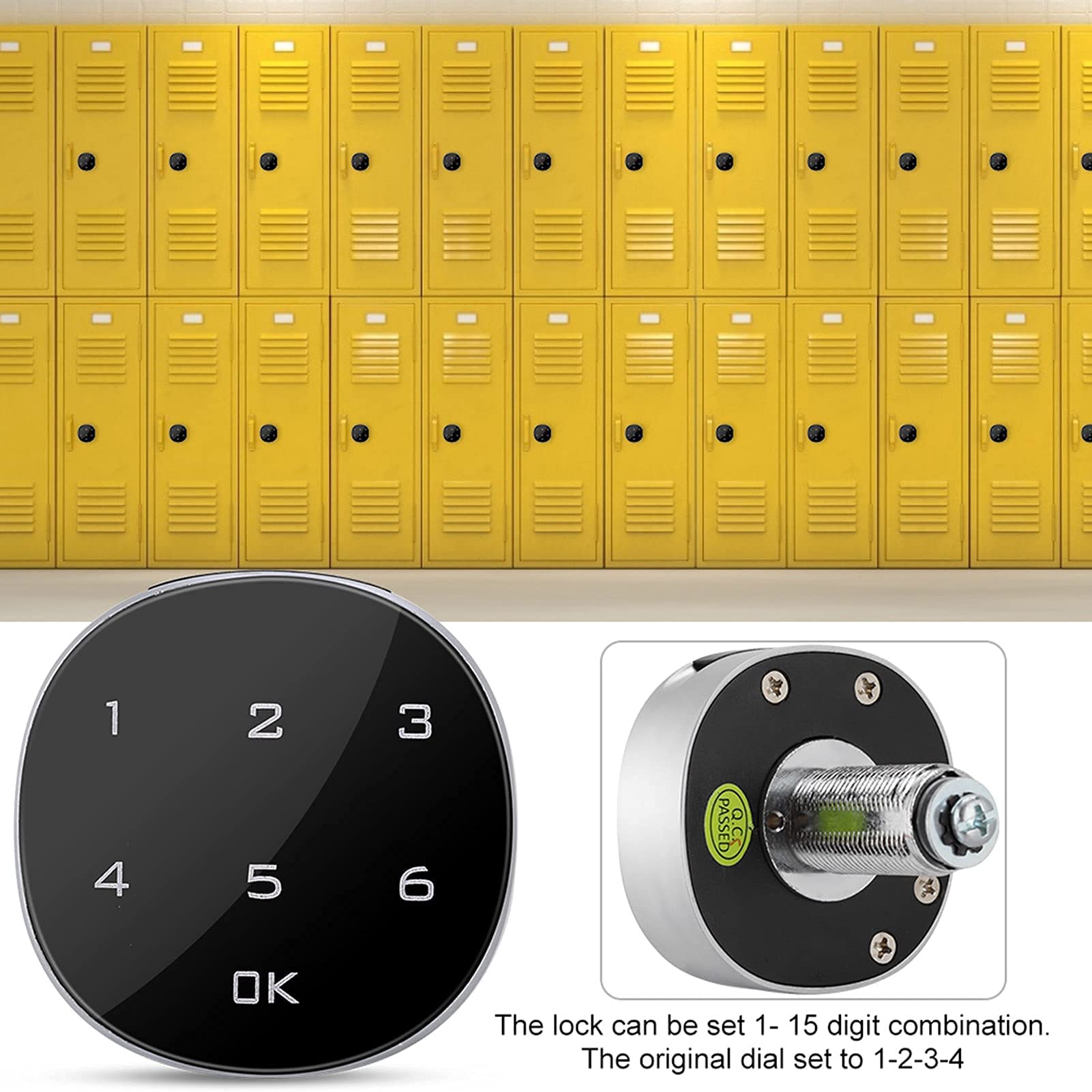Digital Electronic Coded Lock,Touch Screen Password Lock for Cabinet Mailbox File Sauna Drawer School Lockers,Easy to Install(2.56 Inch)