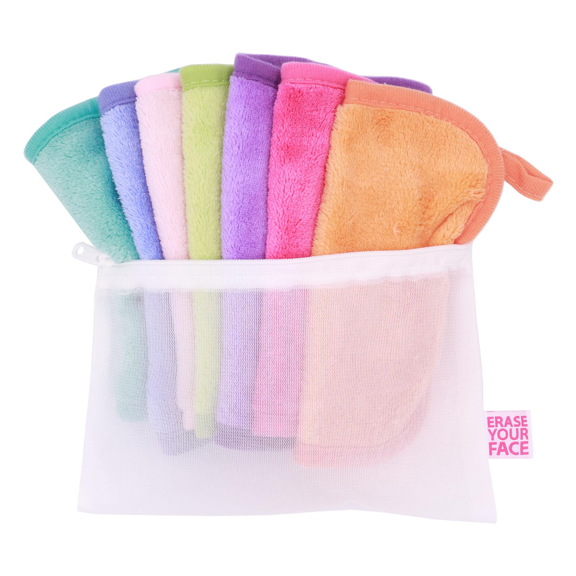Erase Your Face Reusable Makeup Removing Wipes Cloths With Travel Case, 7 Count(Pack of 1)