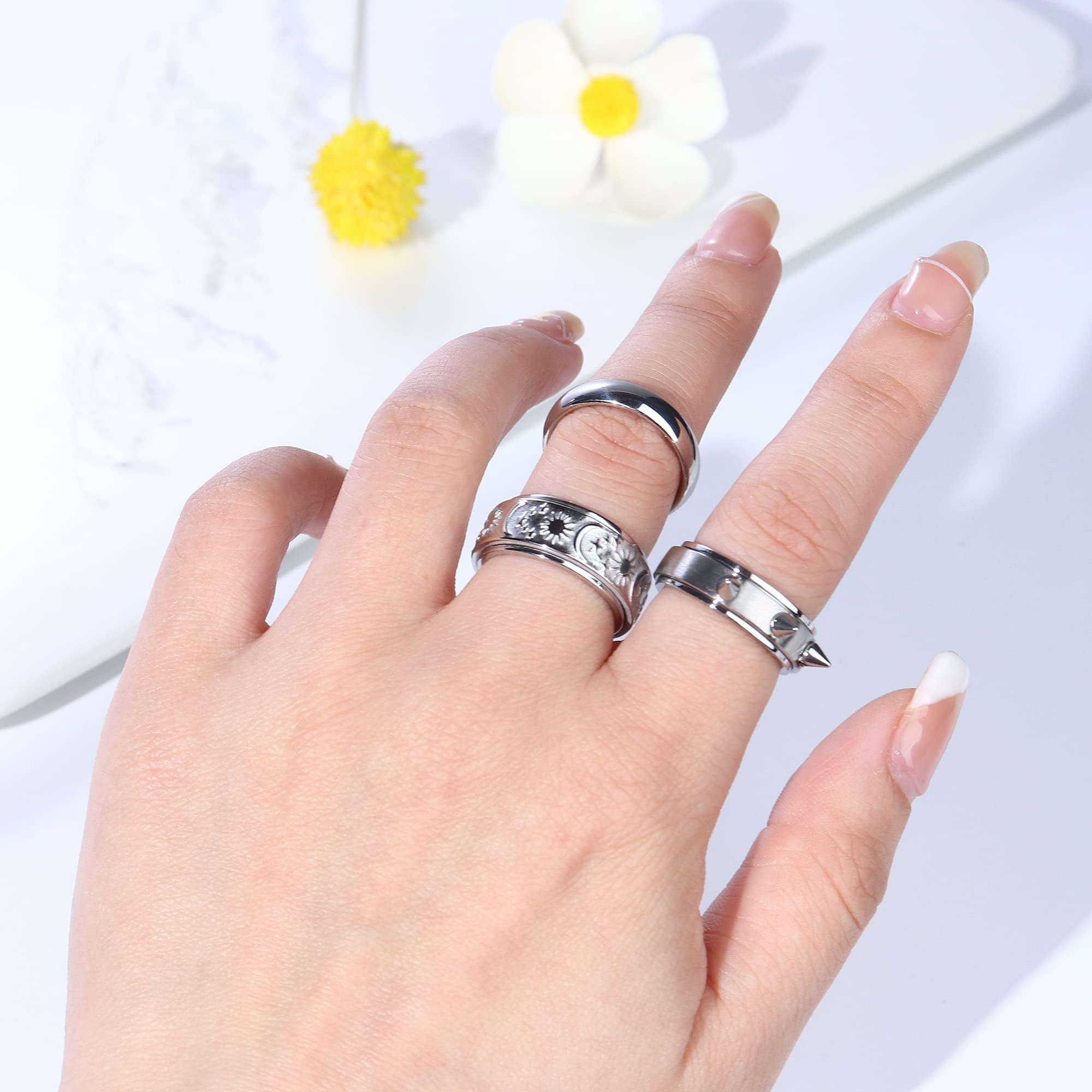 FIASASO 8Pcs Rings Set for Women Men,Size10