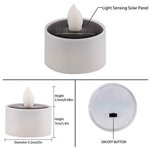 Decorman Solar Tea Lights, 8 Pack Flameless Rechargeable Amber Warm White Flickering LED Candle Lights, Waterproof Lantern Tealight for Home Wedding Garden Yard Pathway