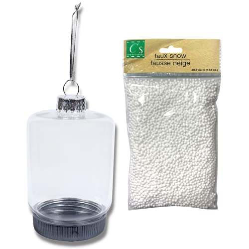 WLS Pint Jar Ornaments 4.375x2.5 Inch Plastic Snow Globe with Faux Snow DIY Bundle Exclusive SPADINA Fall Autumn Holiday Christmas Tree Decorations Shatterproof Bundle of Pack of 2
