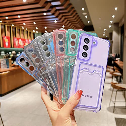 Tuokiou for Samsung Galaxy S22 Plus 5g Cases, Clear Protective Card Slot Case, Slim Fit Anti-Fall Soft TPU Wallet Case with Bumper,Cute Card Holder Pocket Case for Galaxy S22 Plus 6.6 inch (Black)