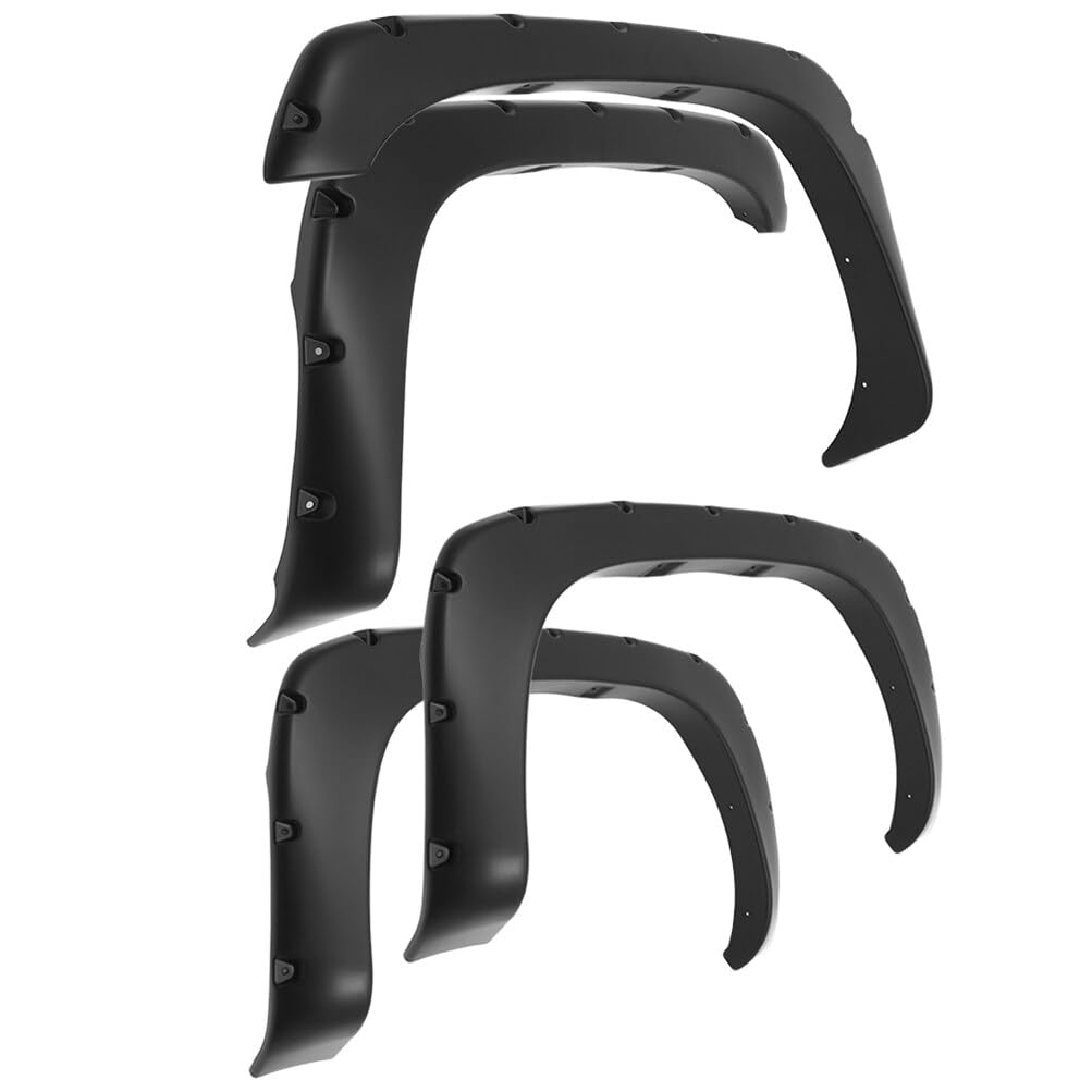 ECCPP PP Black Smooth Fender Flares For 1999-2006 For Chevy Silverado For GMC Sierra With Rubber Edge Trim Hardware Kit Automotive Exterior Accessories
