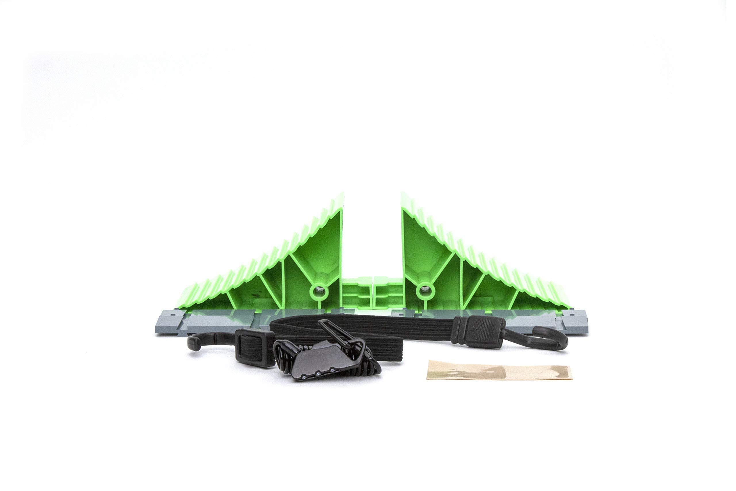 Dock N Stow Trailer Jack Stand, Stabilizer Leveling Block Store on Tongue Frame, Fits Most Jacks, Set Includes Wheel Chocks & Lock, RV Camper, Boat, Pop Up Travel Accessories, Secure w/Bungee, GEN 1B