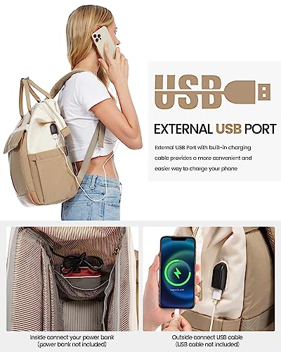 LOVEVOOK Laptop Backpack for Women,15.6 Inch Work Travel Backpack with Charging Port, Teacher Nurse Bag With Organizer Pouch Fashion Daypack Computer Backpack for Business College