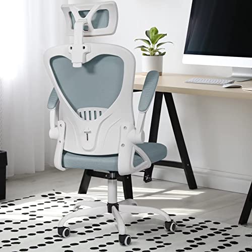 Dvenger Office Desk Chairs with Wheels and Flip up Arms Headrest, Executive Office Chairs Clearance, Height Adjustable Ergonomic Mesh Office Chair for Home Office