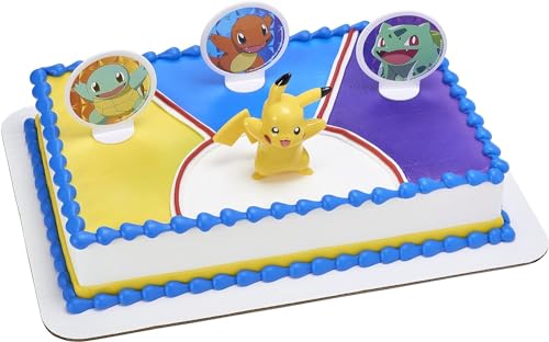 DecoSetĀ® Pokemon Light Up Pikachu Cake Topper, 4 - Piece Decoration Set, Birthday Decorations For All Size and Shape Cakes