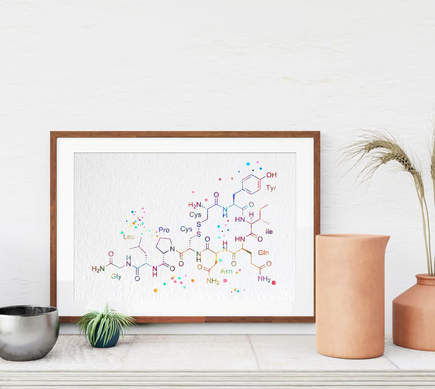 Dignovel Studios 8X10 Unframed Oxytocin Molecule Love Molecule Symbol Chemistry Watercolor Art Print Poster Housewarming Wall Giclee Office Home Decor DN537