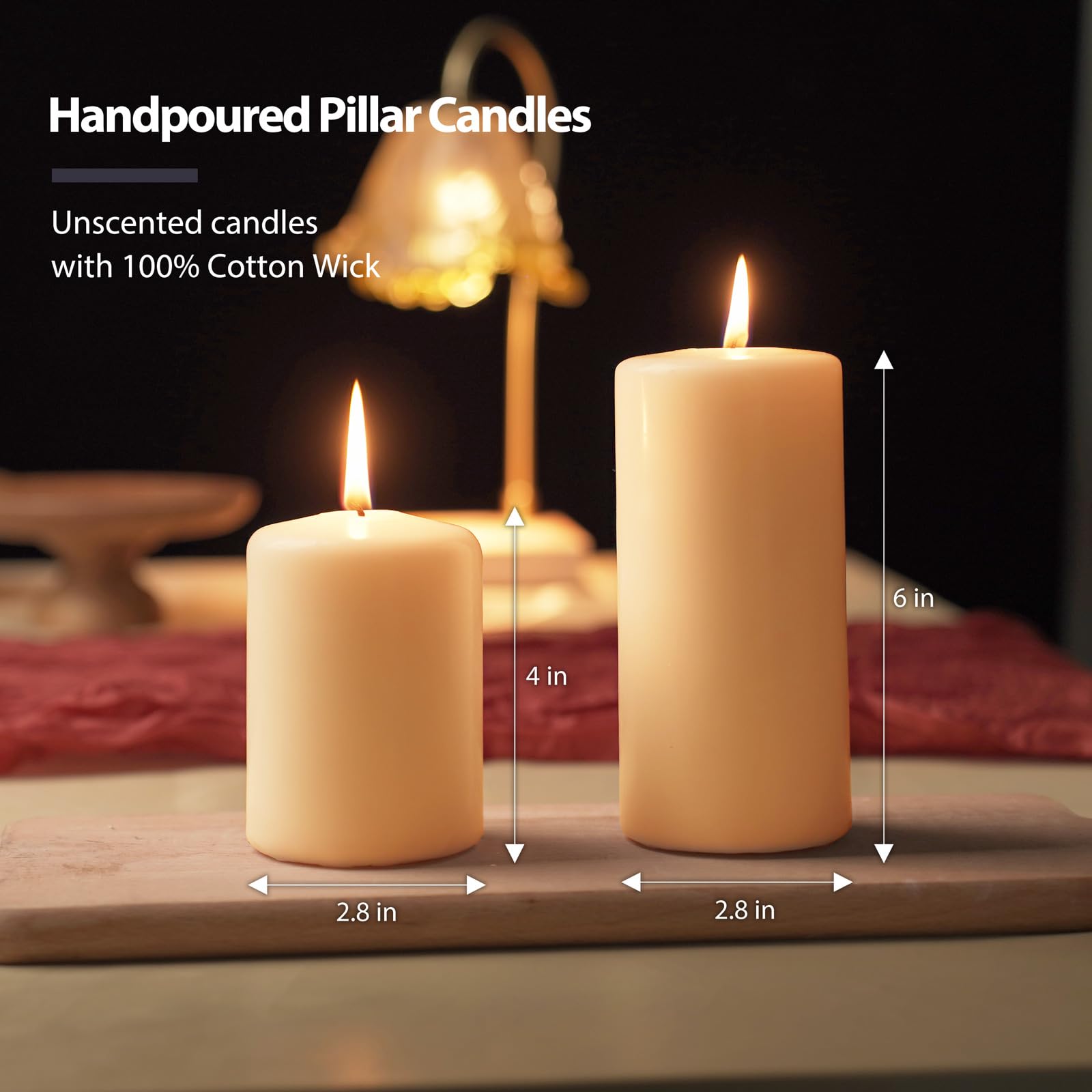 Pillar Candles,6 Count Unscented Pillar Candle,70 Hours Smokeless Pillars Candles Bulk,2.8"x6" Hand-Poured Candles Pillar for Emergency Home Decor Prayer Christmas Party,Ivory