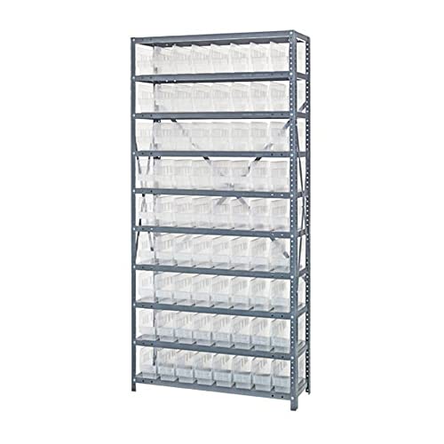 Quantum Storage Systems 1275-201YL Store More Steel Shelving Unit with 6" Shelf Bins, 12" D x 36" W x 75" H, Yellow