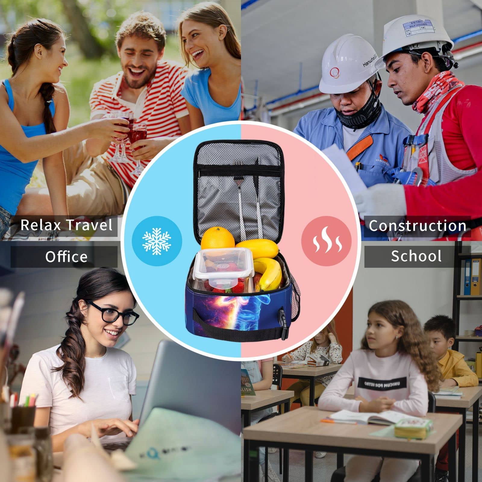 EKAZROMY Boys Football Insulated Lunch Box Bag with Name, Black Lunchboxes with Personalized Text Design, Food Container Tote Bag with Multi-Pocket for Office Work Outdoor Picnic