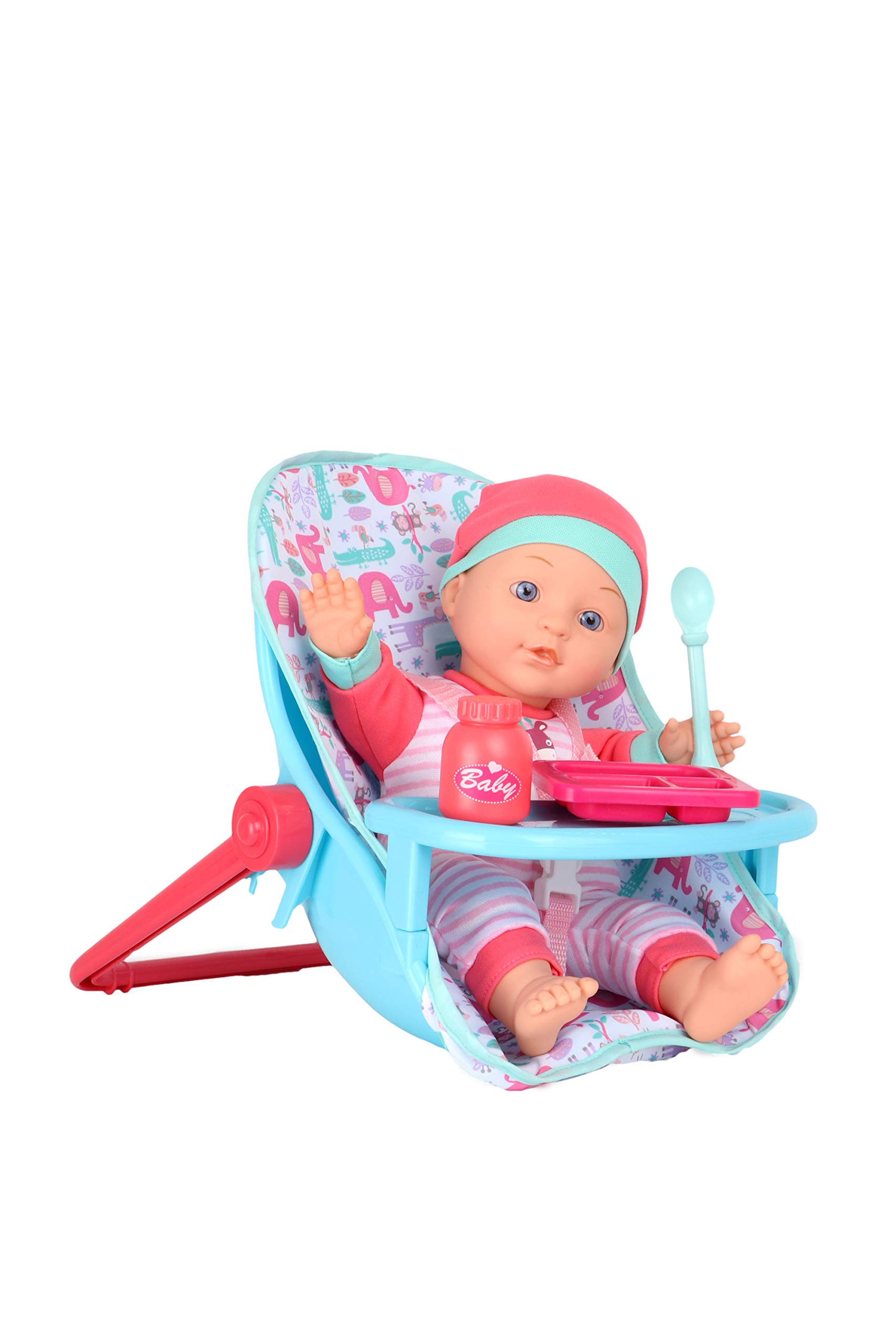 Dream Collection, Baby Doll 4-in-1 High Chair Play Set - Lifelike Baby Doll and Accessories for Realistic Pretend Play, Posable Soft Toy - 12β