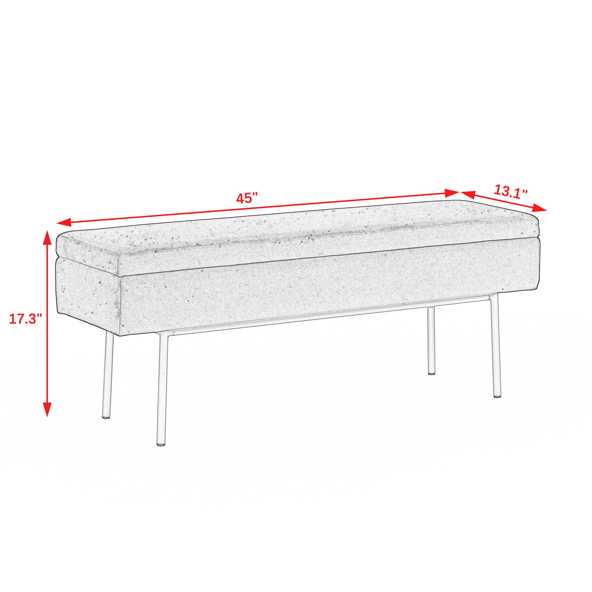 ECLYL Velvet Upholstered Bench, 45ββ End of Bed Bench, Modern Ottoman Bench with Metal Legs for Living Room, Entryway, Dining Room (Black Gold)