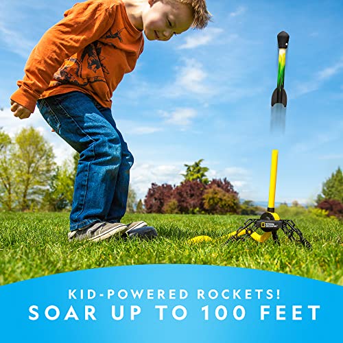 NATIONAL GEOGRAPHIC Air Rocket Toy β Ultimate LED Rocket Launcher for Kids, Stomp and Launch the Light Up, Air Powered, Foam Tipped Rockets up to 100 Feet