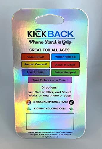 KickBack Universal Phone Stand Attachment - Rotatable Phone Kickstand & Grip Accessory (Black)