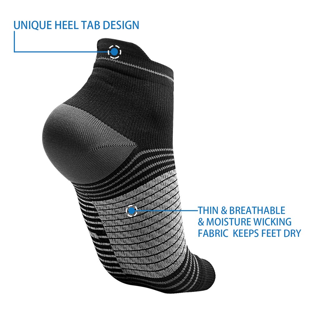 Compression Socks Sleeves (2 Pairs) for Heel Pain Relief, Best Compression Foot Sleeves with Arch Support for Plantar Fasciitis, Heel Pain, Foot & Ankle Support Achilles Tendon Support, Black XXL