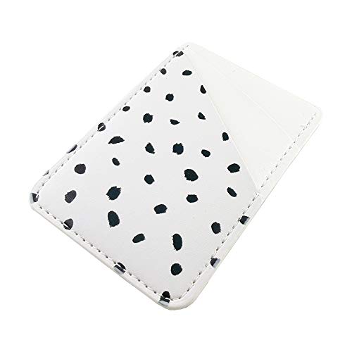 uCOLOR Phone Card Holder Black White Polka Dots PU Leather Wallet Pocket Credit Card ID Case Pouch 3M Adhesive Sleeves Sticker Grip Compatible with iPhone 14 13 12 11 pro max Xs XR 6 SE 7 8 Plus