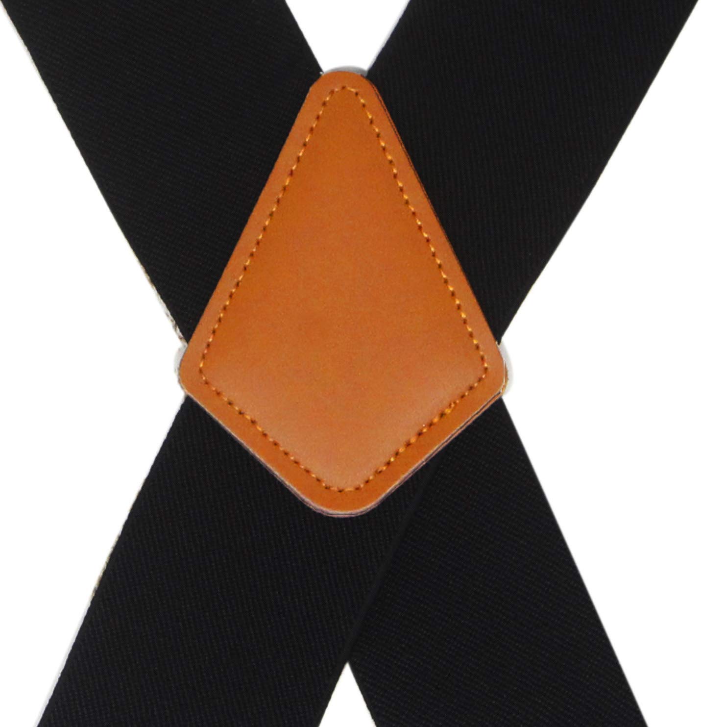 Doloise Men's Suspenders X Back 2 Inches Wide with Extra Heavy Clips Adjustable Braces for Men Suspender(Black)