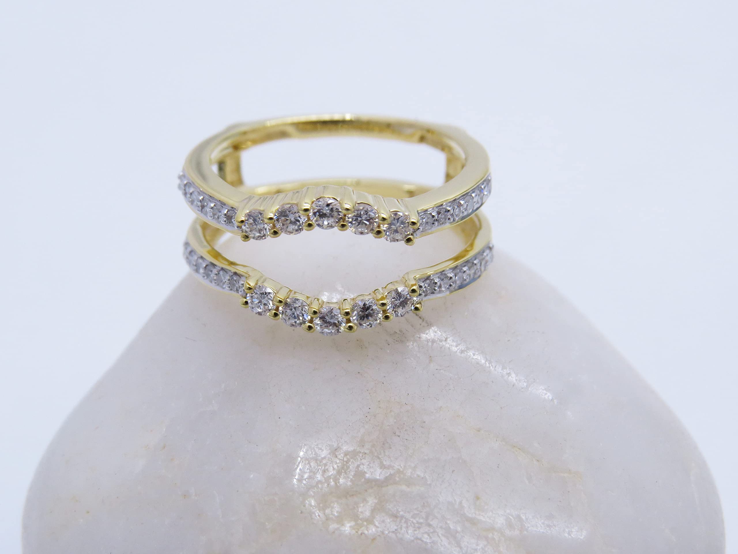Dazzlingrock Collection 0.50 Carat (Cttw) Round White Diamond Chevron Enhancer Ring for Women in 14K Yellow Gold Size 10