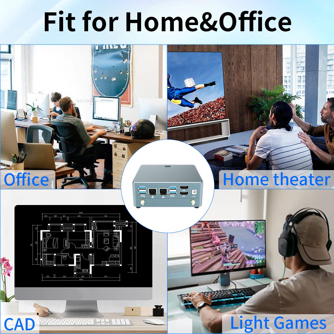 msecore Mini PC AMD Ryzen R5-3500U 4 Cores 32GB DDR4 1T NVME M.2 SSD, 2*HDMI Dual Display 4K@60Hz, Wi-Fi 6, Bluetooth 5.1, Dual LAN Desktop Computer Windows 11 Pro