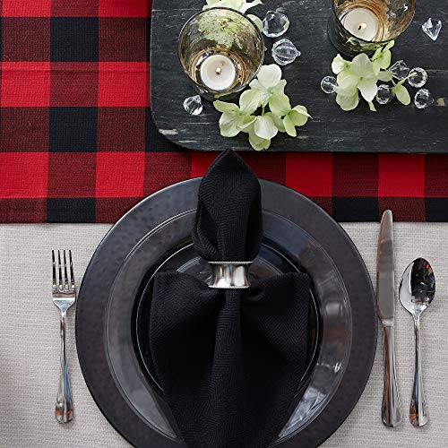 DII Buffalo Check Collection, Classic Farmhouse Table Runner, 14x108, Red & Black