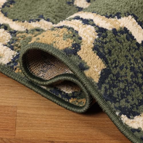 Superior Indoor Large Area Rug, Jute Backed, Perfect for Living/ Dining Room, Bedroom, Office, Kitchen, Entryway, Modern Geometric Trellis Floor Decor, Viking Collection, 5' x 8', Green