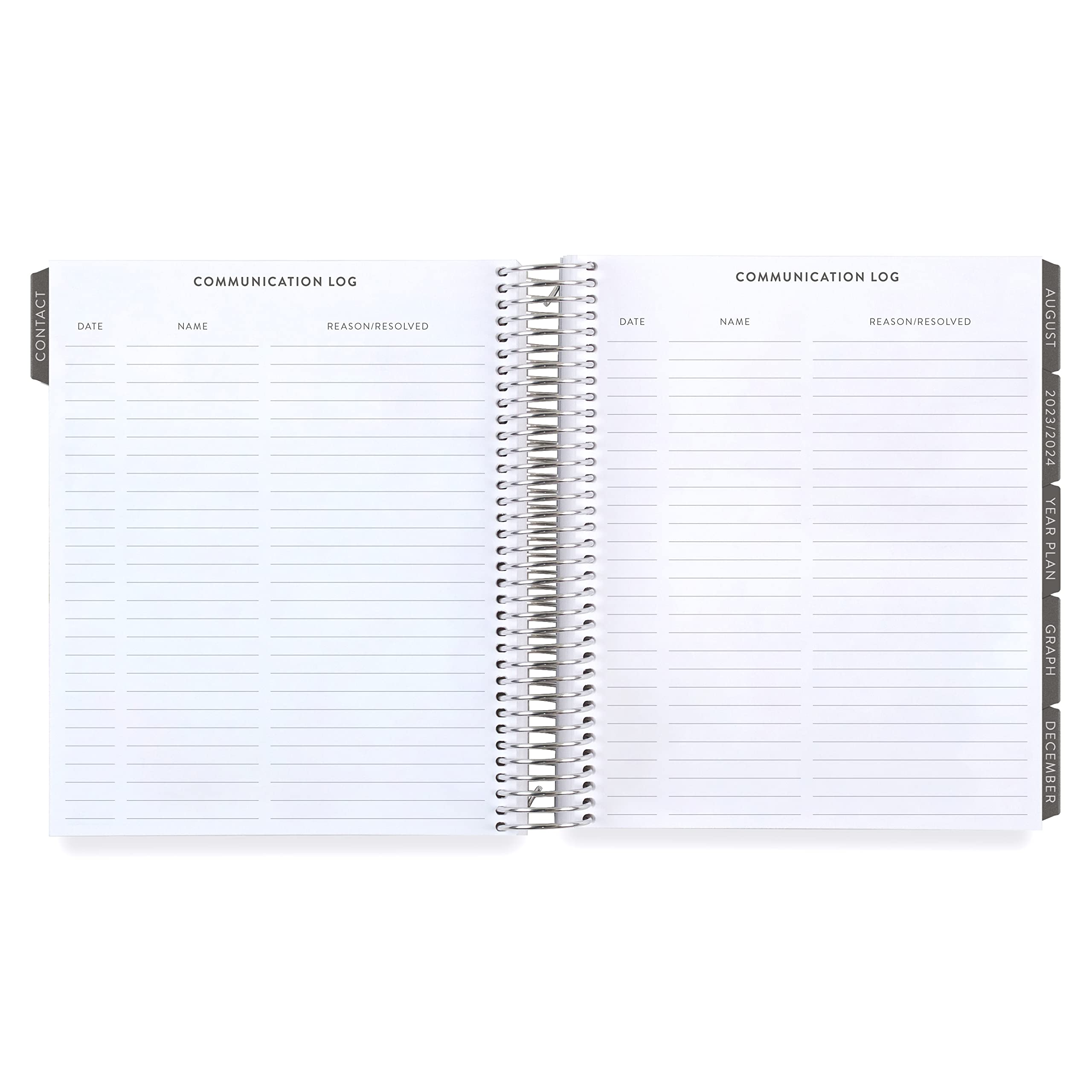 Erin Condren 7" x 9" Platinum Coiled Focused Teacher Lesson Planner (July 2023 - June 2024) - Quartz Grid Vegan Leather Cover - 80 Lb. Thick Mohawk Paper, 12 Month Calendar