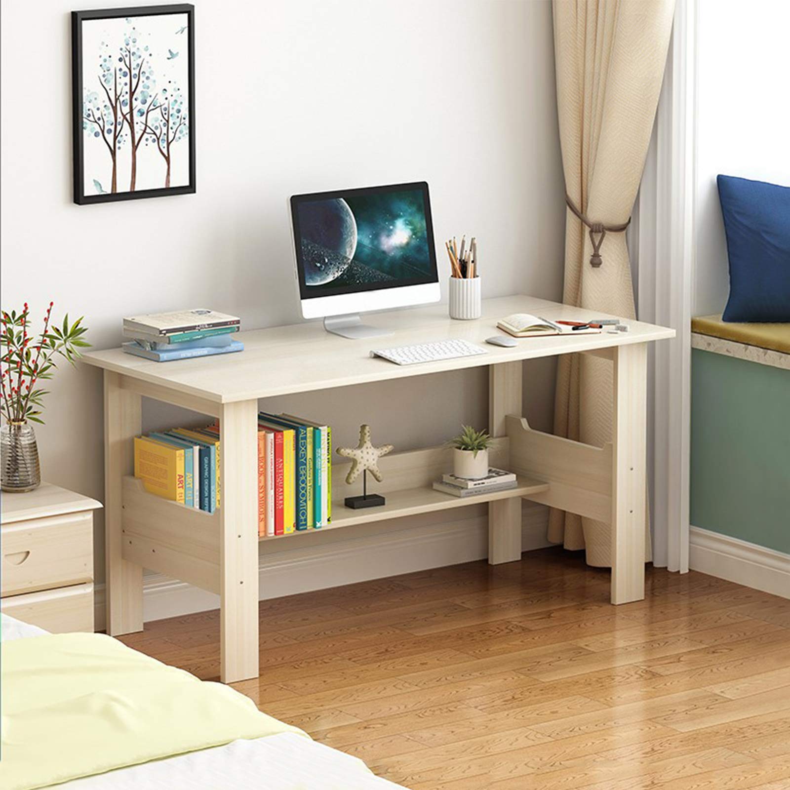Computer Desk 39" Study Writing Table for Home Office, Modern Simple Style Computer Desk,Office Desk (White)