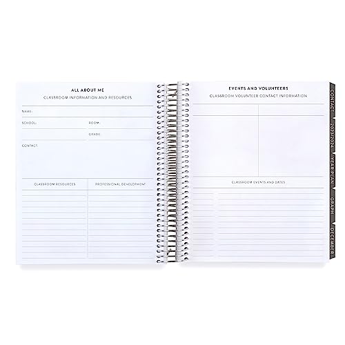 Erin Condren 7" x 9" Platinum Coiled Focused Teacher Lesson Planner (July 2023 - June 2024) - Mustard Mosaic Vegan Leather Cover - 80 Lb. Thick Mohawk Paper, 12 Month Calendar