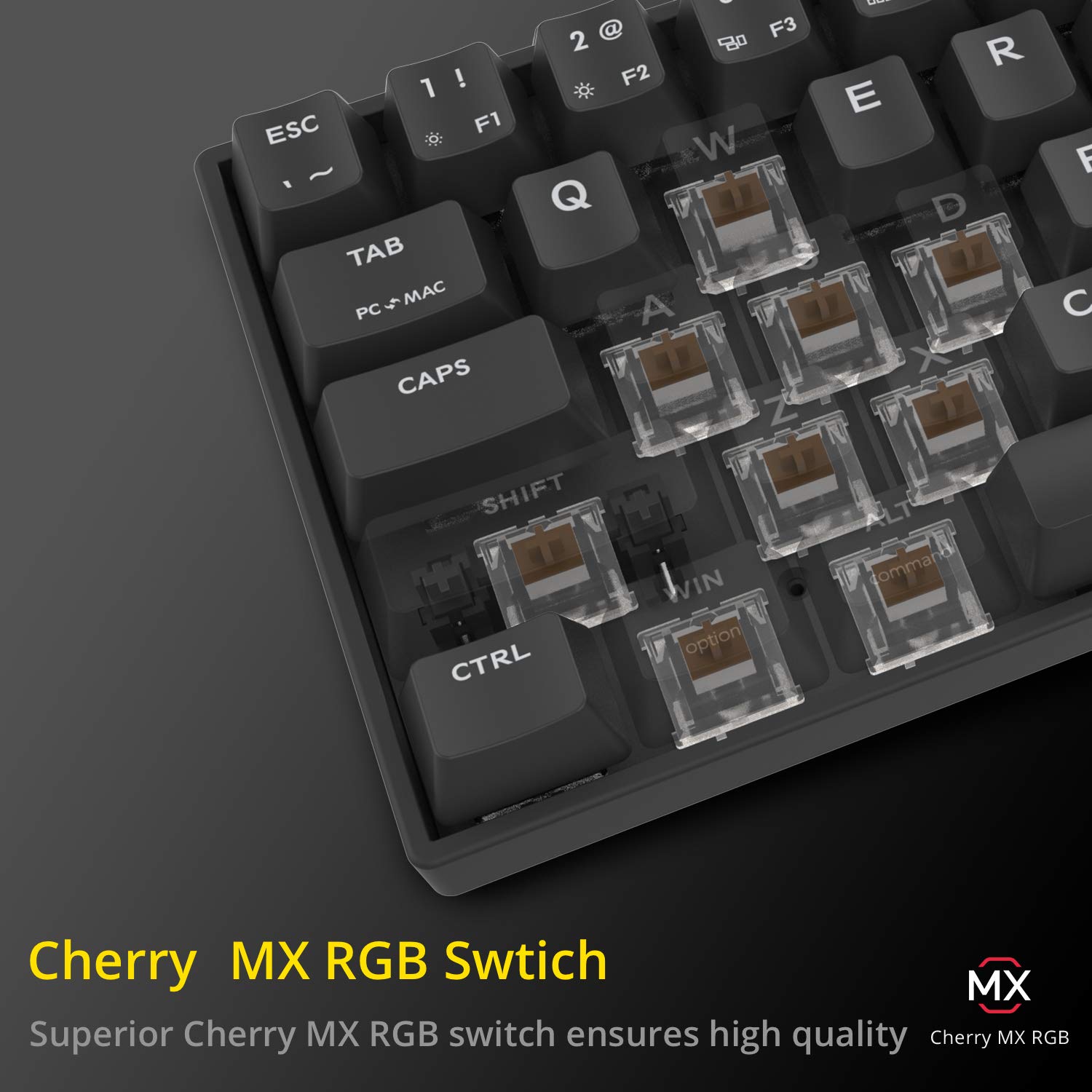 DREVO Calibur V2 TE Cherry MX Brown RGB 60% Wired Mechanical Gaming Keyboard Work for PC/Mac, 71-Key Small Compact US Layout Black