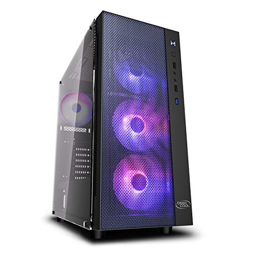 DEEP COOL MATREXX 55 MESH ADD-RGB 4F PC case E-ATX Supported,Mesh Front Panel and4 A-RGB Fans Included 210mm Wide Tower Compartment,4mm Full Sized Tempered Glass