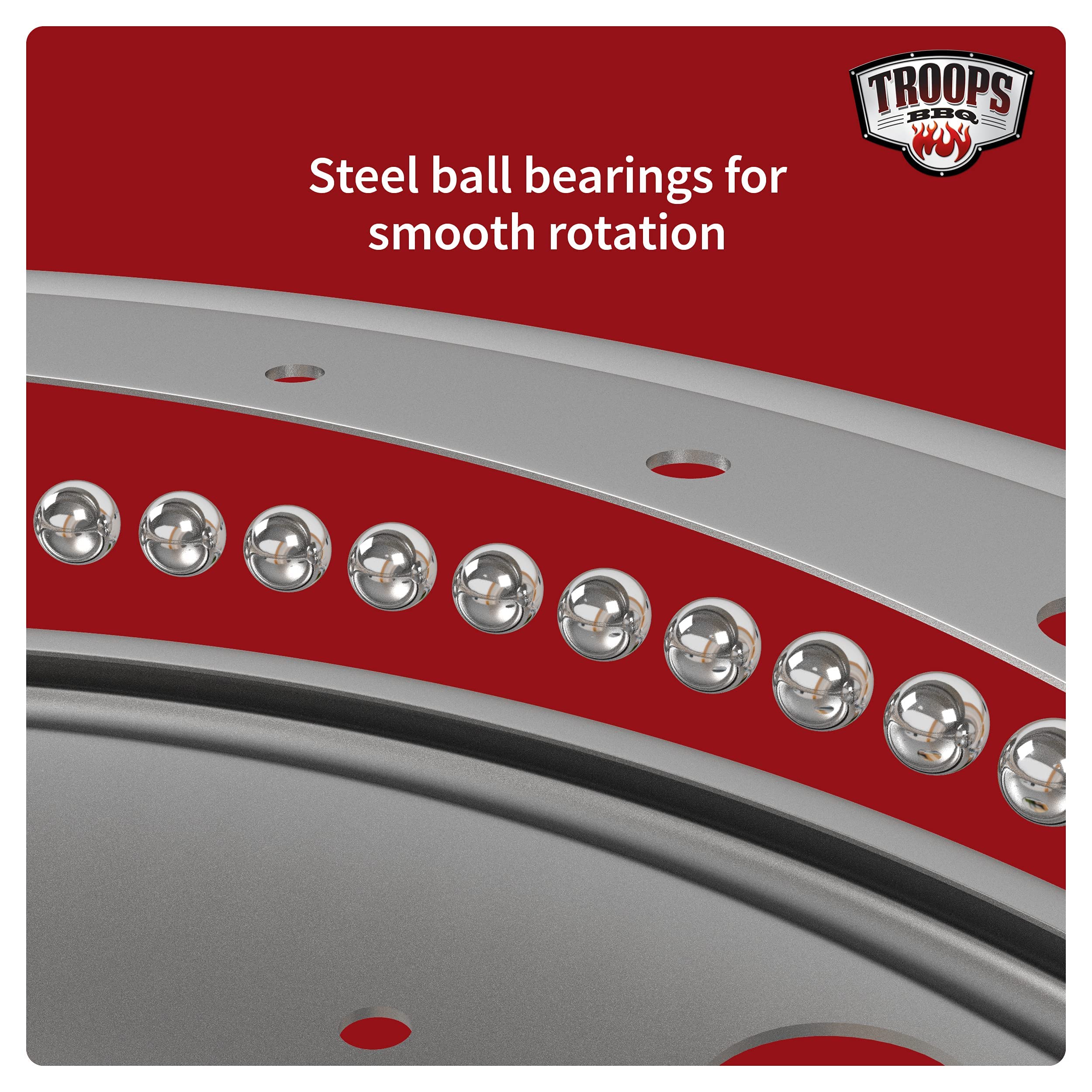 TROOPS BBQ 8-Inch Lazy Susan Turntable Steel Ball Bearing for Table, Kitchen Countertop, Pantry, Cabinet, Spices, Makeup, TV Stand, Rotating Swivel Base Plate, 700-lb Load Capacity, 11/32 Thick