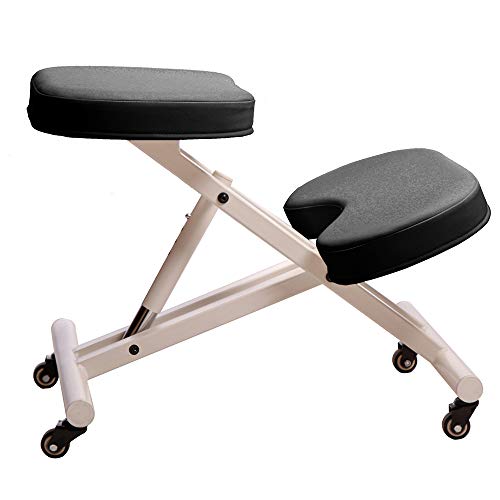 Modern Home Ergonomic Rolling Kneeling Posture Chair - White/Black