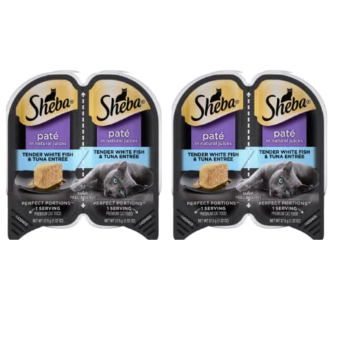 Sheba Cat Food Pate Variety Pack | (24 Servings | 12 Pack | 6 Flavors) Turkey, Beef, Chicken, Liver, Salmon, White Fish, Tuna with LarasBundle Catnip Toys