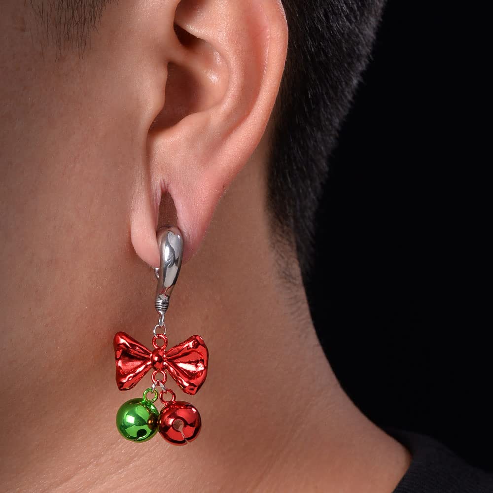 ERKUOO 1 Pair Christmas Ear Weights Hangers for Stretched Ear Tunnel Plug Dangle Ears Gauges Earrings Expander Piercing Gift for Festive Holiday 8g(3mm)