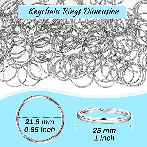 Paxcoo 100 Pack Keyrings, Split Key Rings Bulk for Keychain and Crafts (1 Inch)