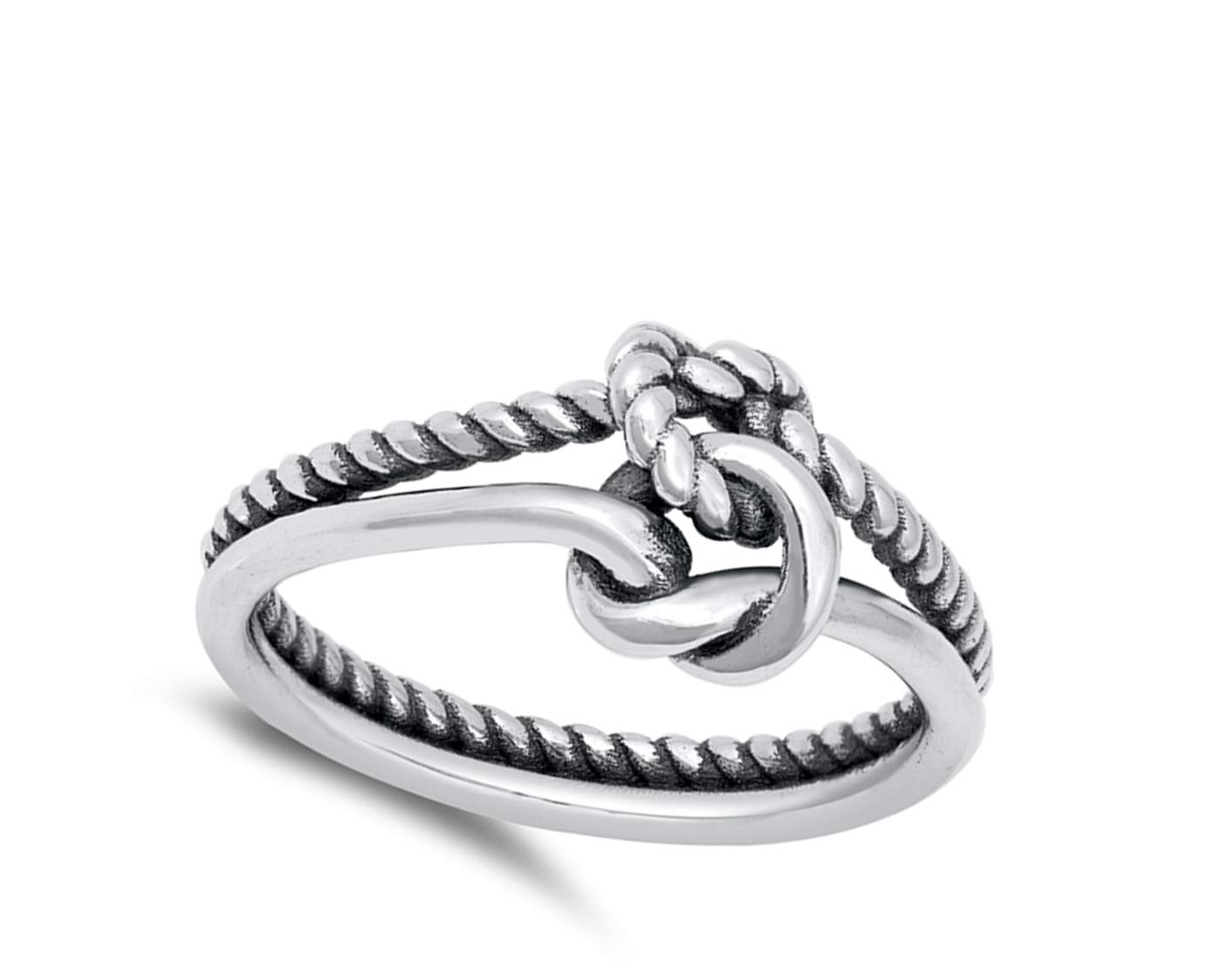Cute Nautical Double Rope Knot Promise Ring New .925 Sterling Silver Band Size 8