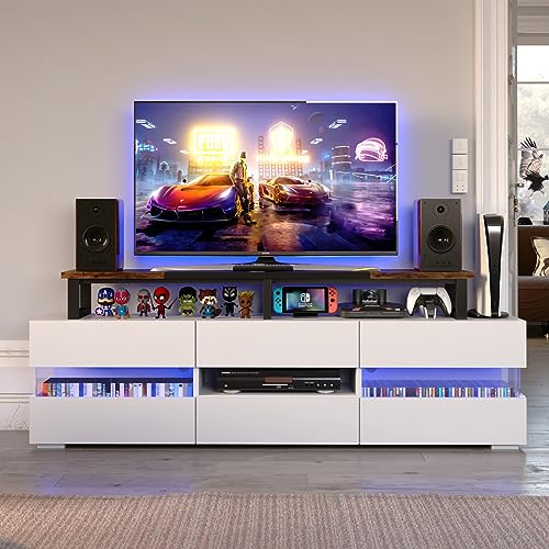 YAOHUOO 47" Large TV Riser for 32-60 inch TV, TV Riser Stand Shelf with Steel Legs,Tabletop TV Stand Riser for Home Office,Rustic Brown