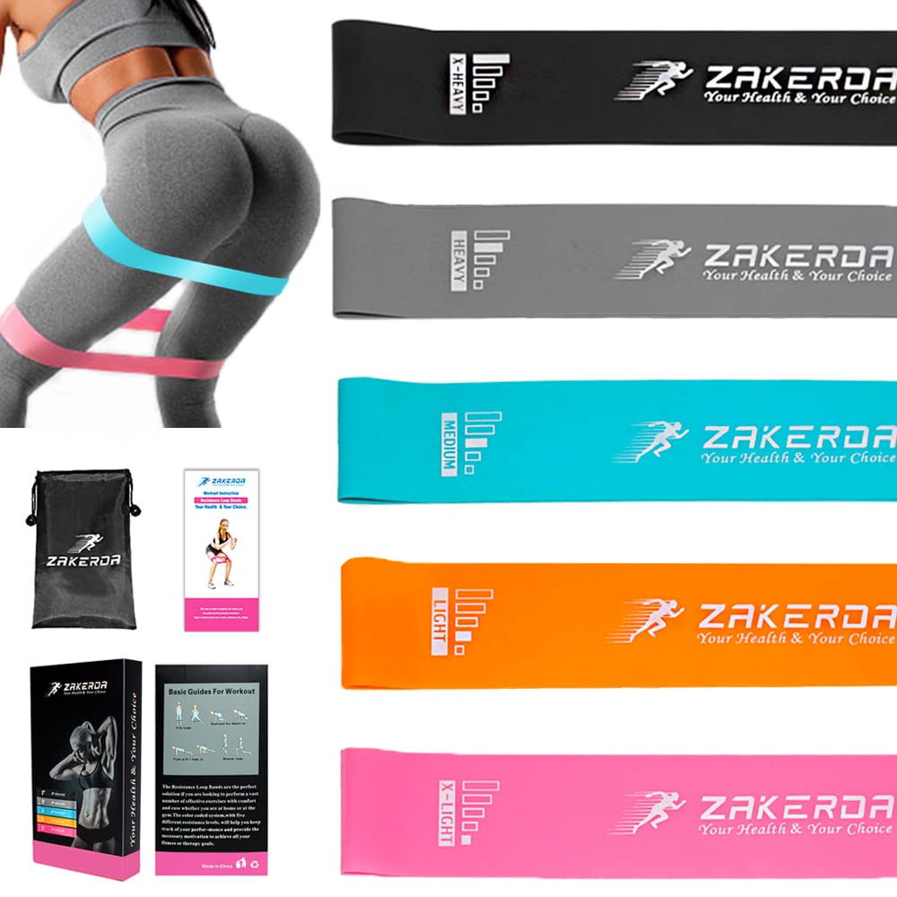 Fitness Loop Resistance Bands for Working Out(Set of 5), Exercise Workout Bands for Women Exercise Butt/Legs/Arm, Yoga & Pilates & Strength Training Exercise Equipment.