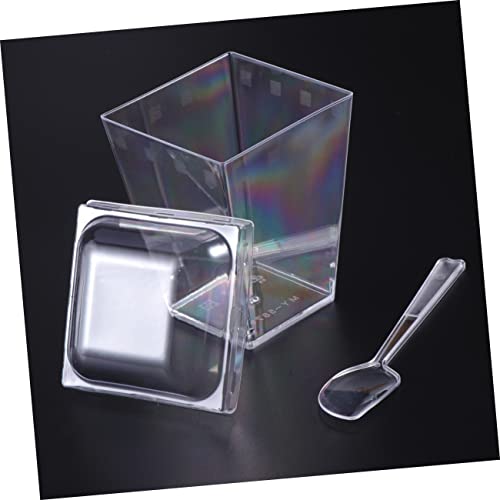 Healeved 20 Sets dessert cup wedding favors jars dessert tumbler cups parfait cups with lids mousse cup clear container with lid appetizer bowls appetizer cup square cube cup jelly cake cup