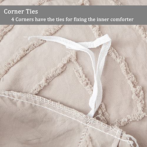 Warmarky Camel Leaf Shape Tufted Duvet Cover King(91''x 102'') Size Light-Weight, Textured Bedding Comforter Cover Set, 1pcs Duvet Cover & 2pcs Envelop Pillowcase(NO Comforter)